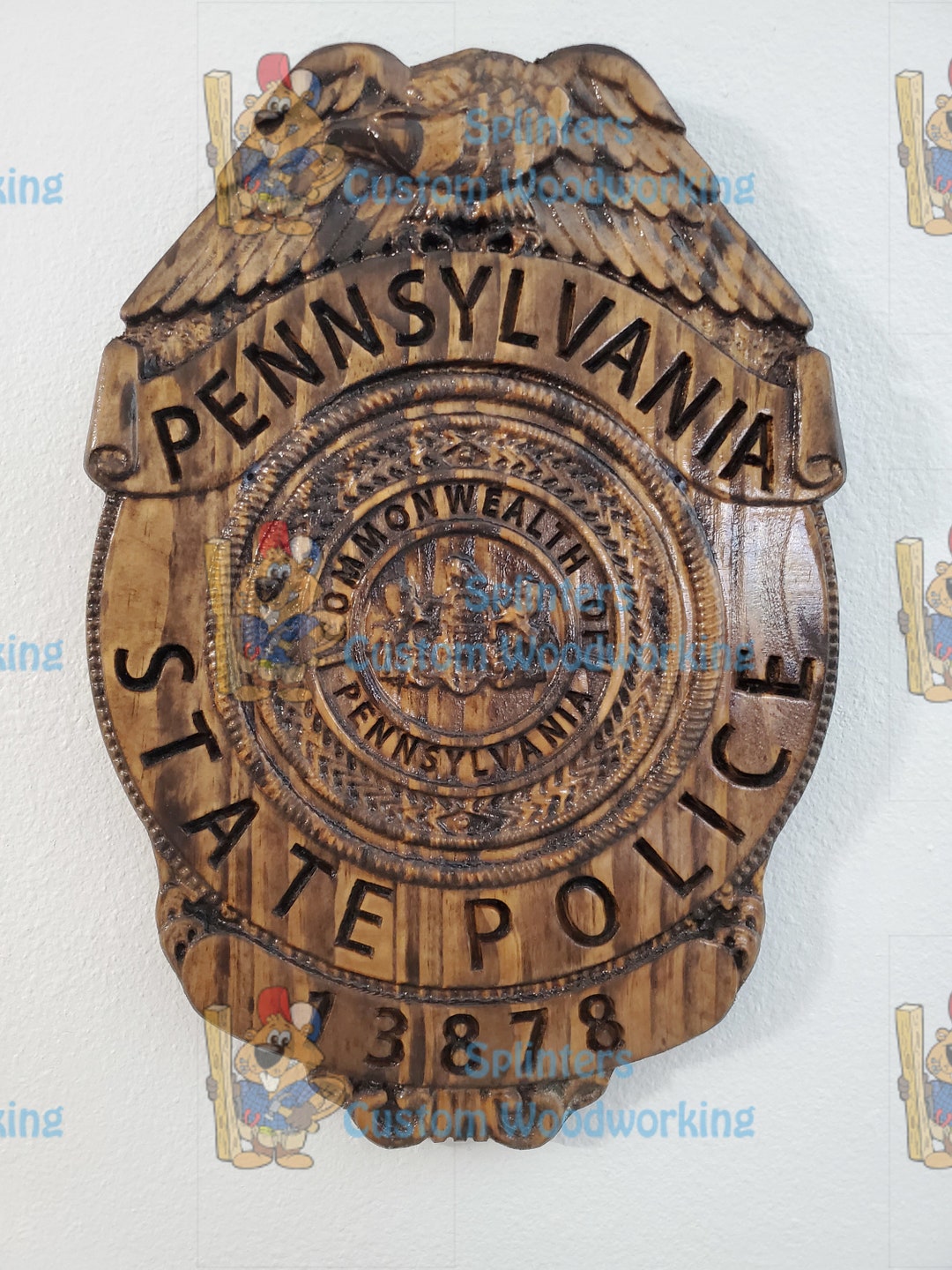 NEW Design 3D V CARVED Personalized Pennsylvania State Trooper Police ...