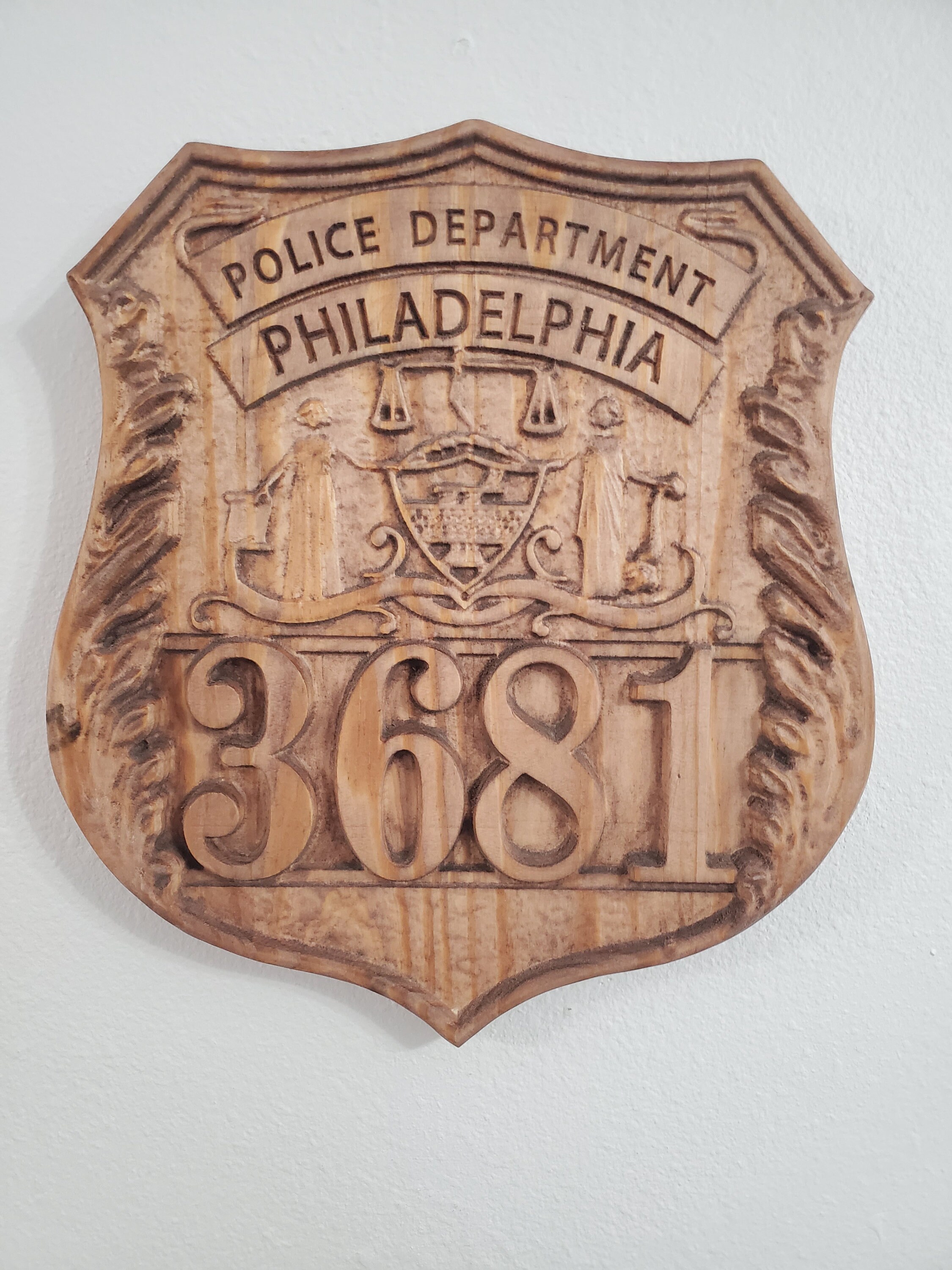 Personalized Philadelphia Police Badge: Carved Wood Sign - Etsy