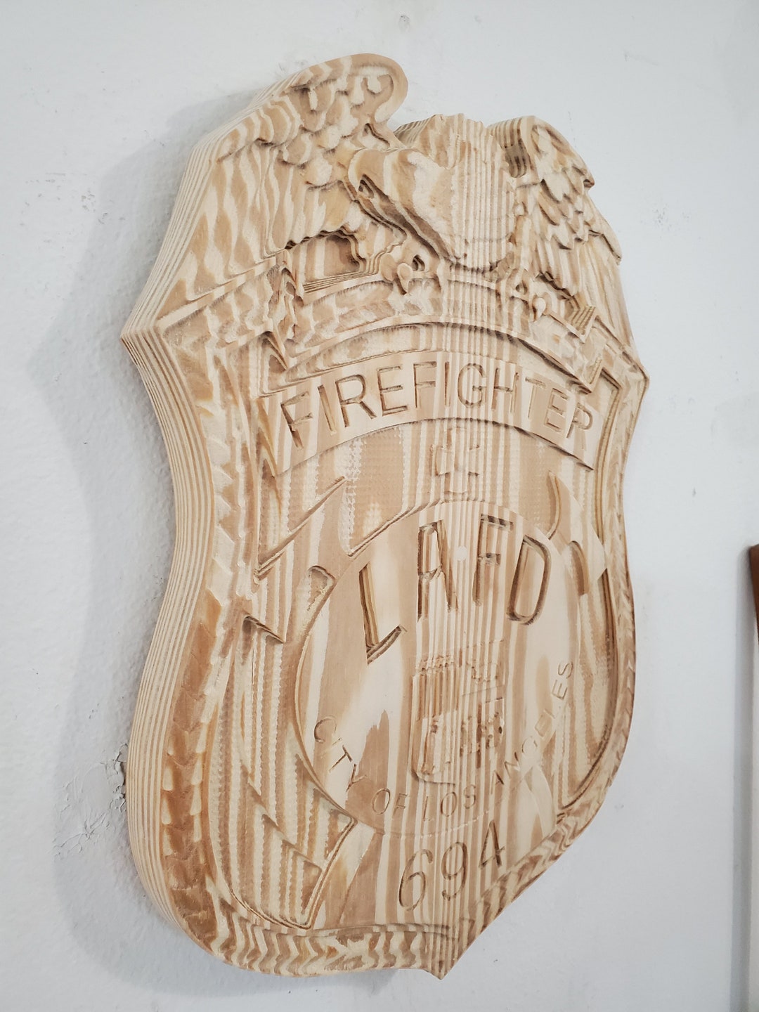 Personalized LAFD Firefighter Badge: 3D Carved Wooden Sign - Etsy
