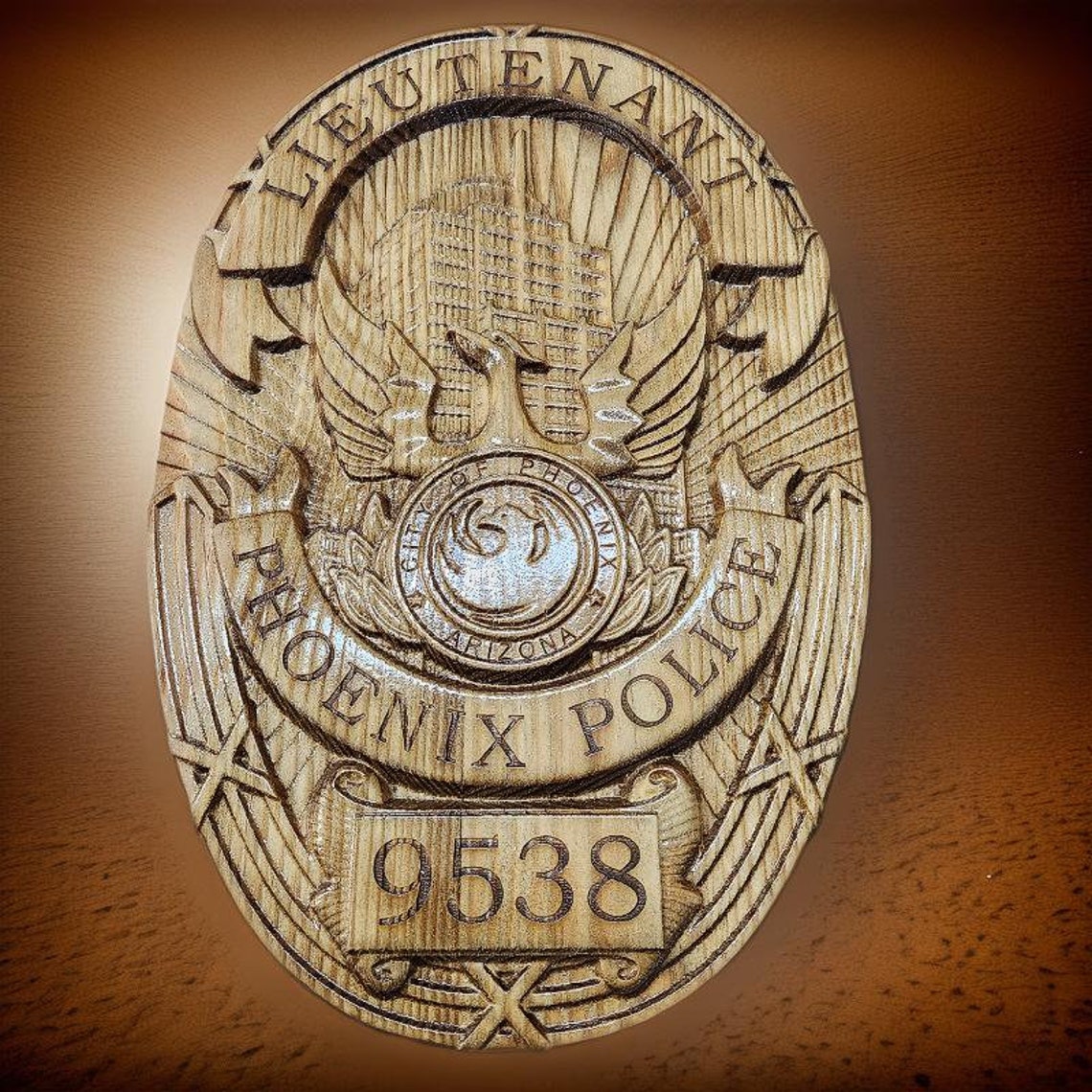 Custom Phoenix Trooper Sergeant Lieutenant Badge 3D V Carved Wood Sign ...