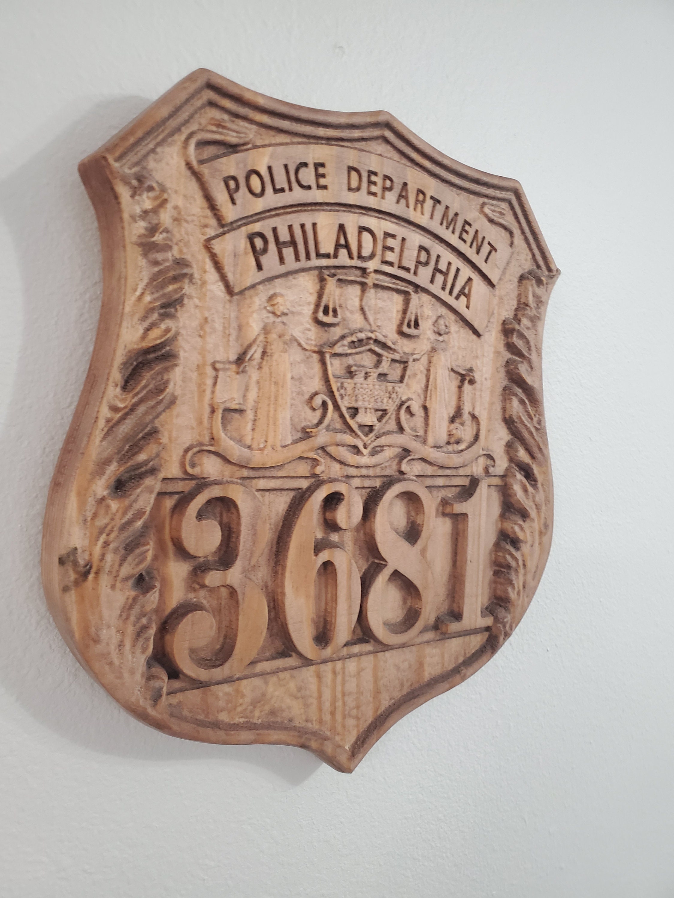 Personalized Philadelphia Police Badge: Carved Wood Sign - Etsy