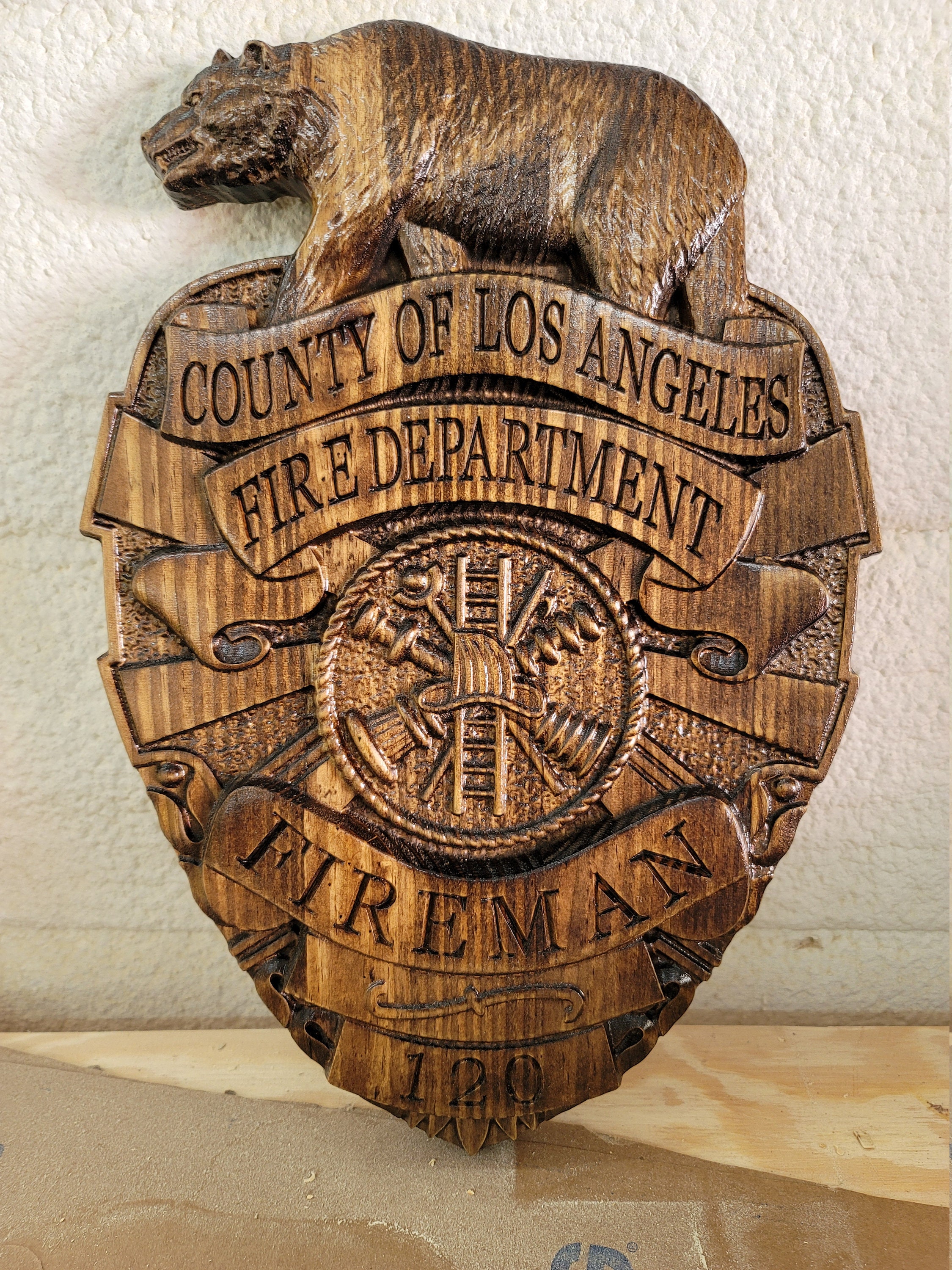 LA County Los Angeles County Personalized Fire Dept Badge 3D V Carved ...