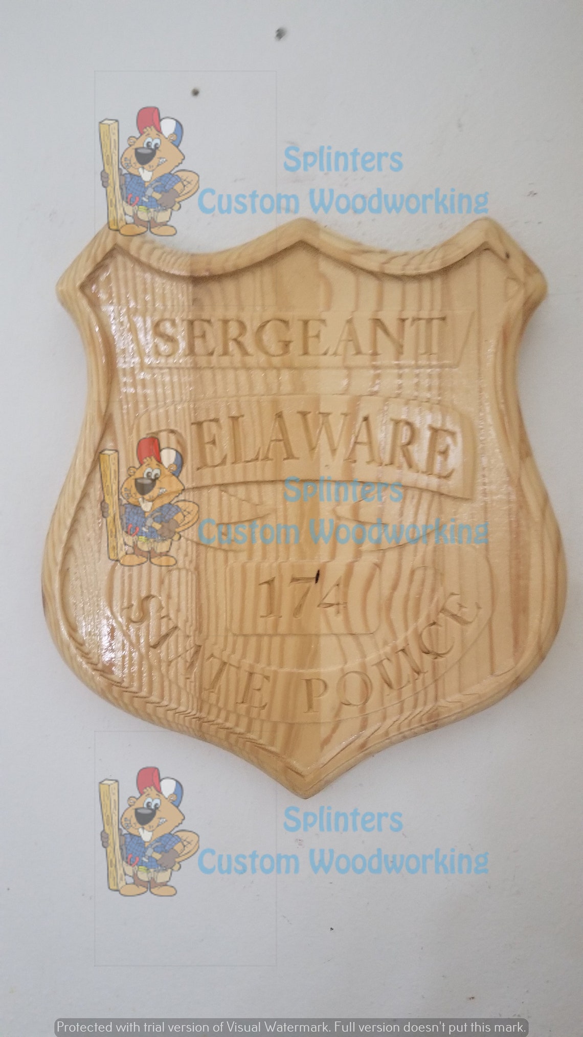 Personalized Delaware State Trooper Wood Sign: 3D Carved Police Badge ...