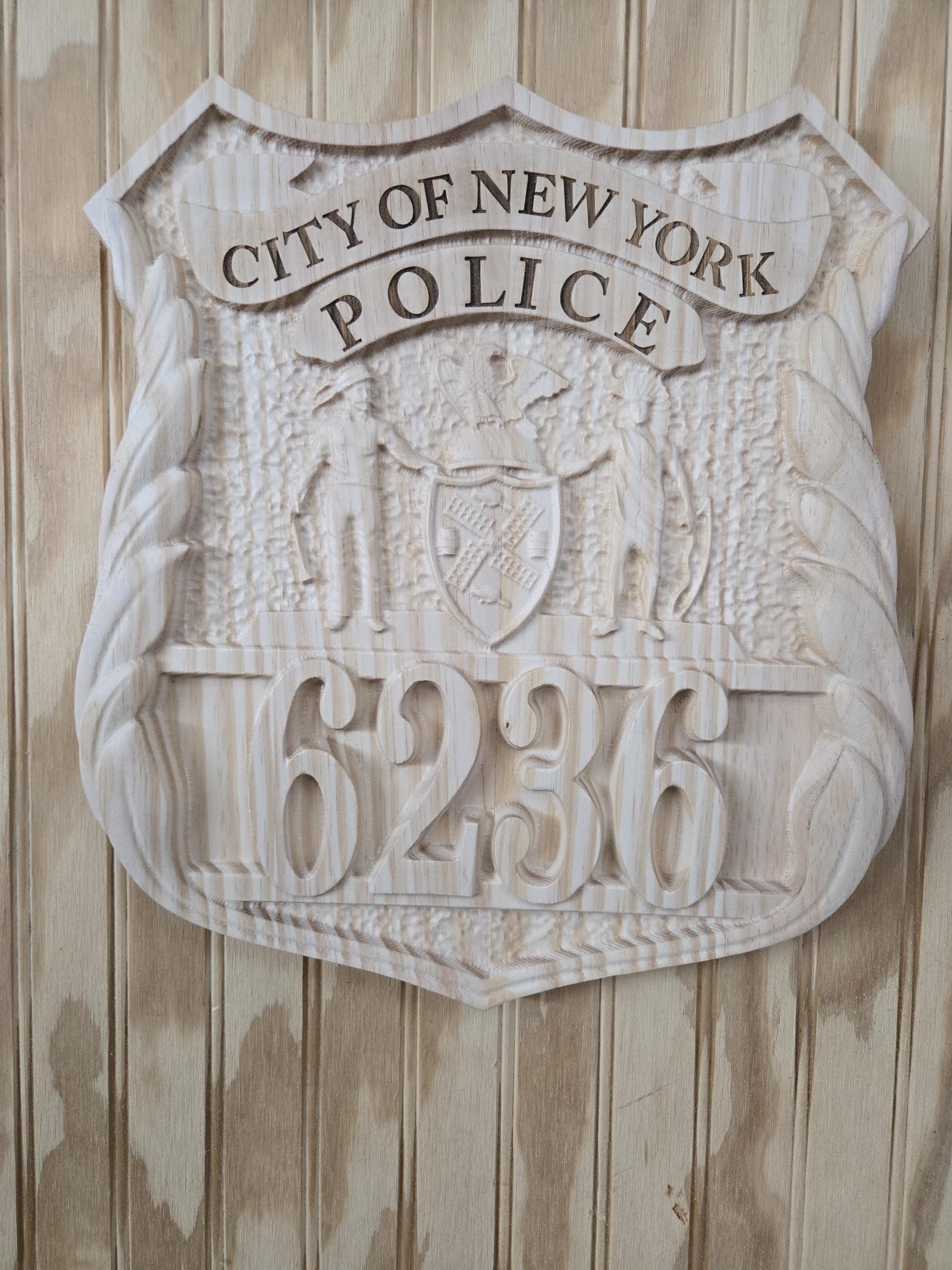 Custom NYPD Police Badge 3D V Carved Wood Sign - Etsy