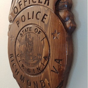 Richmond Police Officer Badge - 3D V CARVED - Personalized Police Badge ...