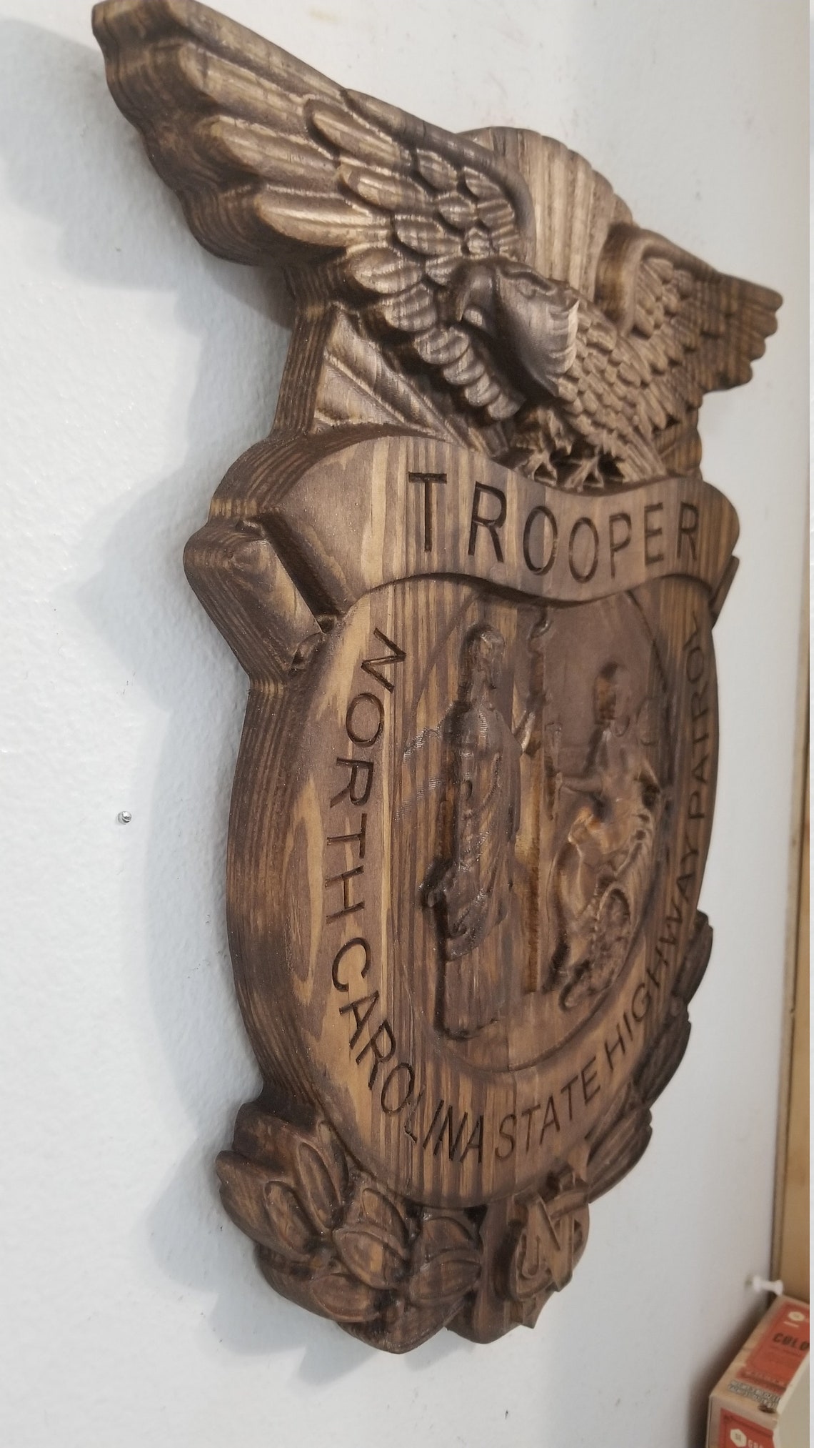 Personalized NC State Trooper Badge: 3D Carved Wood Sign - Etsy