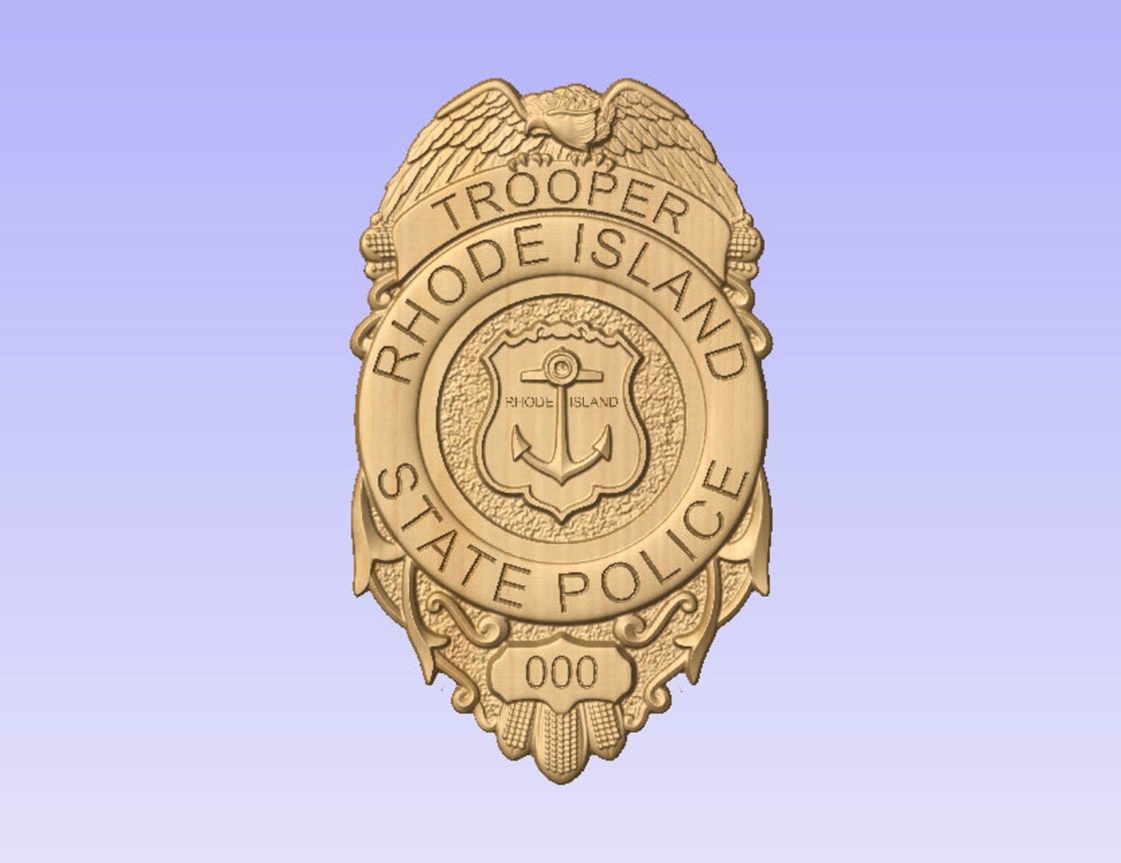 3D V CARVED Personalized Rhode Island State Police Badge V Carved Wood ...
