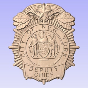 City of New York Deputy Chief Badge - 3D V CARVED - Personalized Police ...
