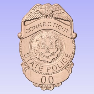 3D V CARVED - Personalized Connecticut State Police Trooper Badge V ...