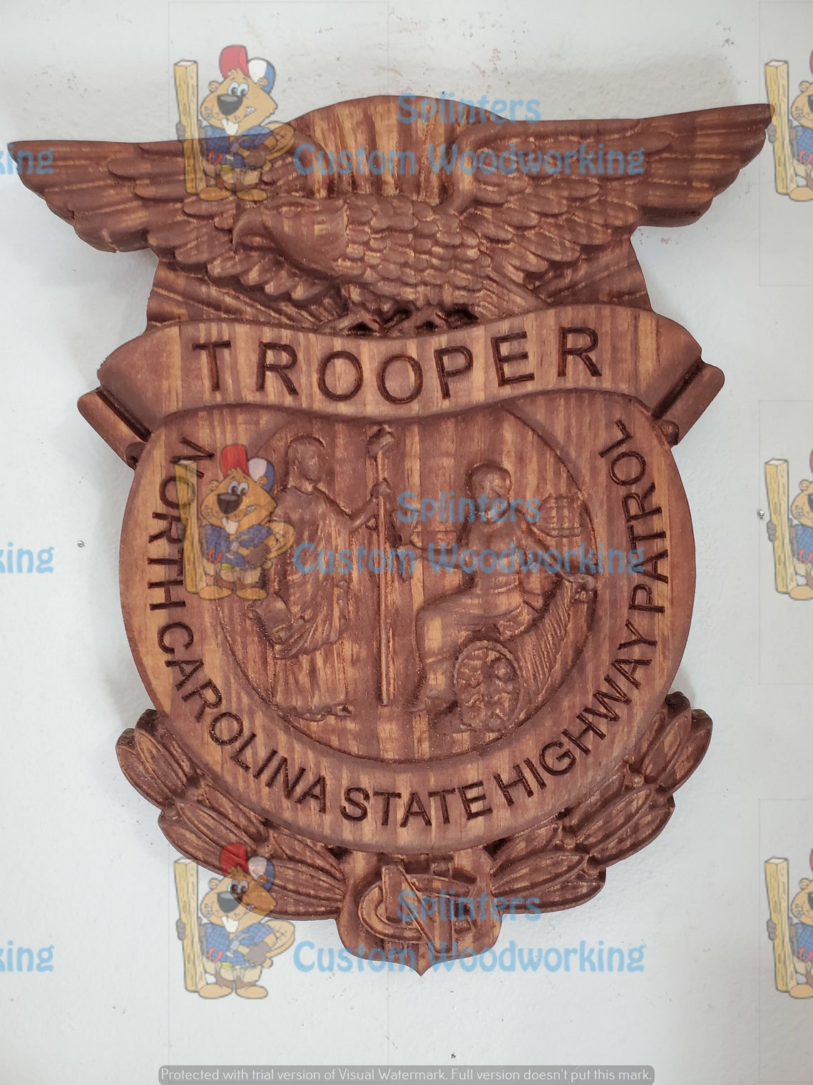 Personalized NC State Trooper Badge: 3D Carved Wood Sign - Etsy