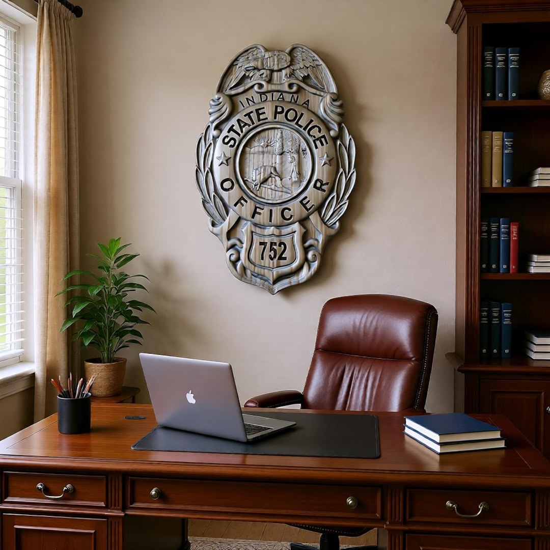 Personalized Indiana State Police Badge Wood Sign - V Carved - Etsy