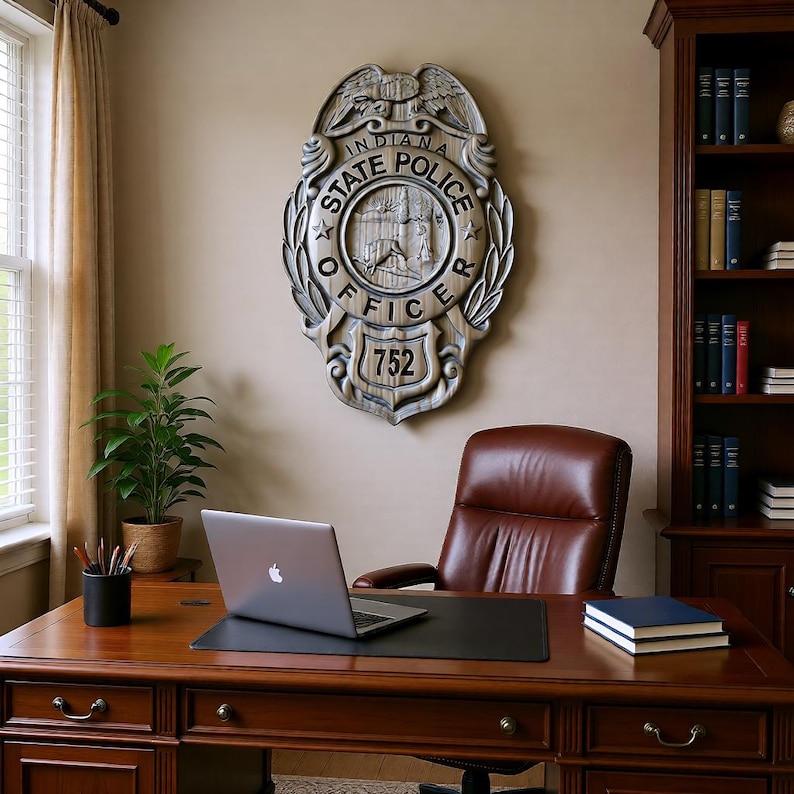 Personalized Indiana State Police Badge Wood Sign - V Carved - Etsy