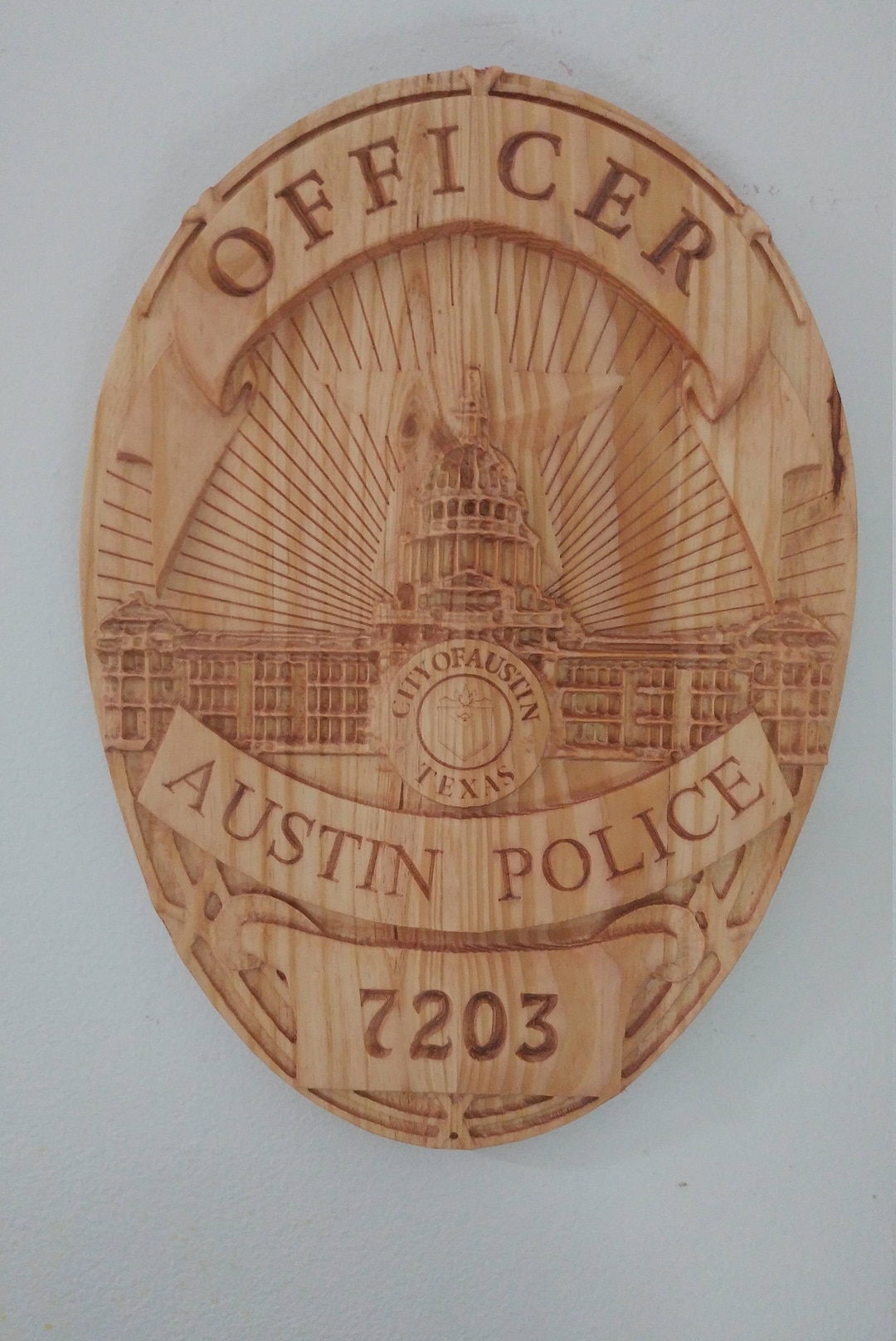 Personalized Austin Texas Police Badge: 3D Carved Wood Sign - Etsy