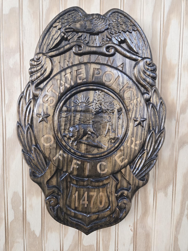 Personalized Indiana State Police Badge Wood Sign - V Carved - Etsy