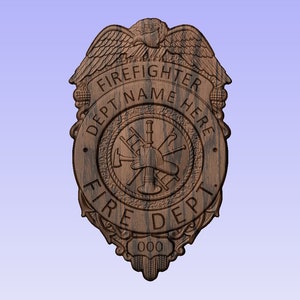 Custom Fire Dept Firefighter Badge 3D V Carved Wood Sign - Etsy