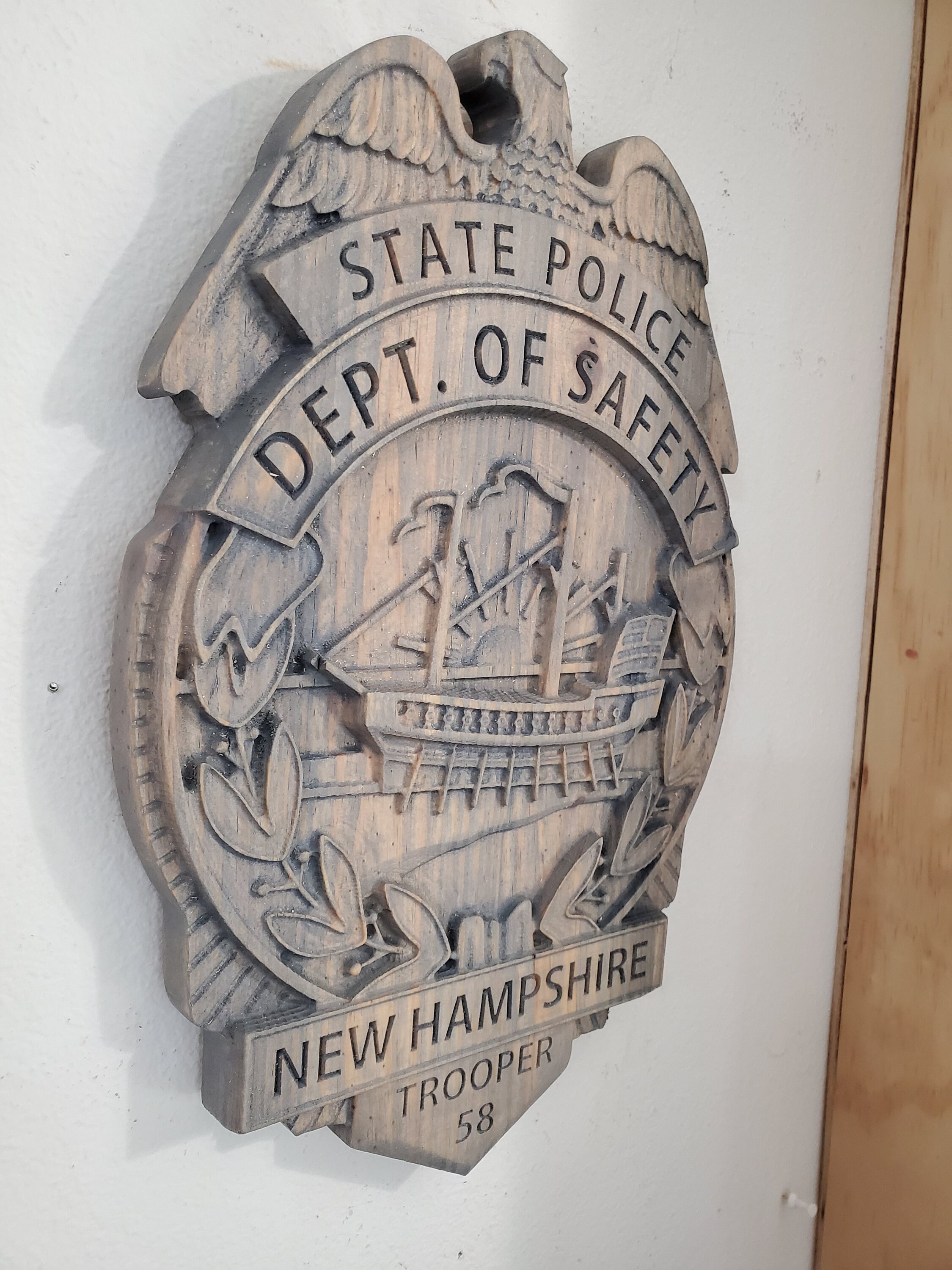 Personalized New Hampshire State Trooper Badge: Carved Wood Sign - Etsy