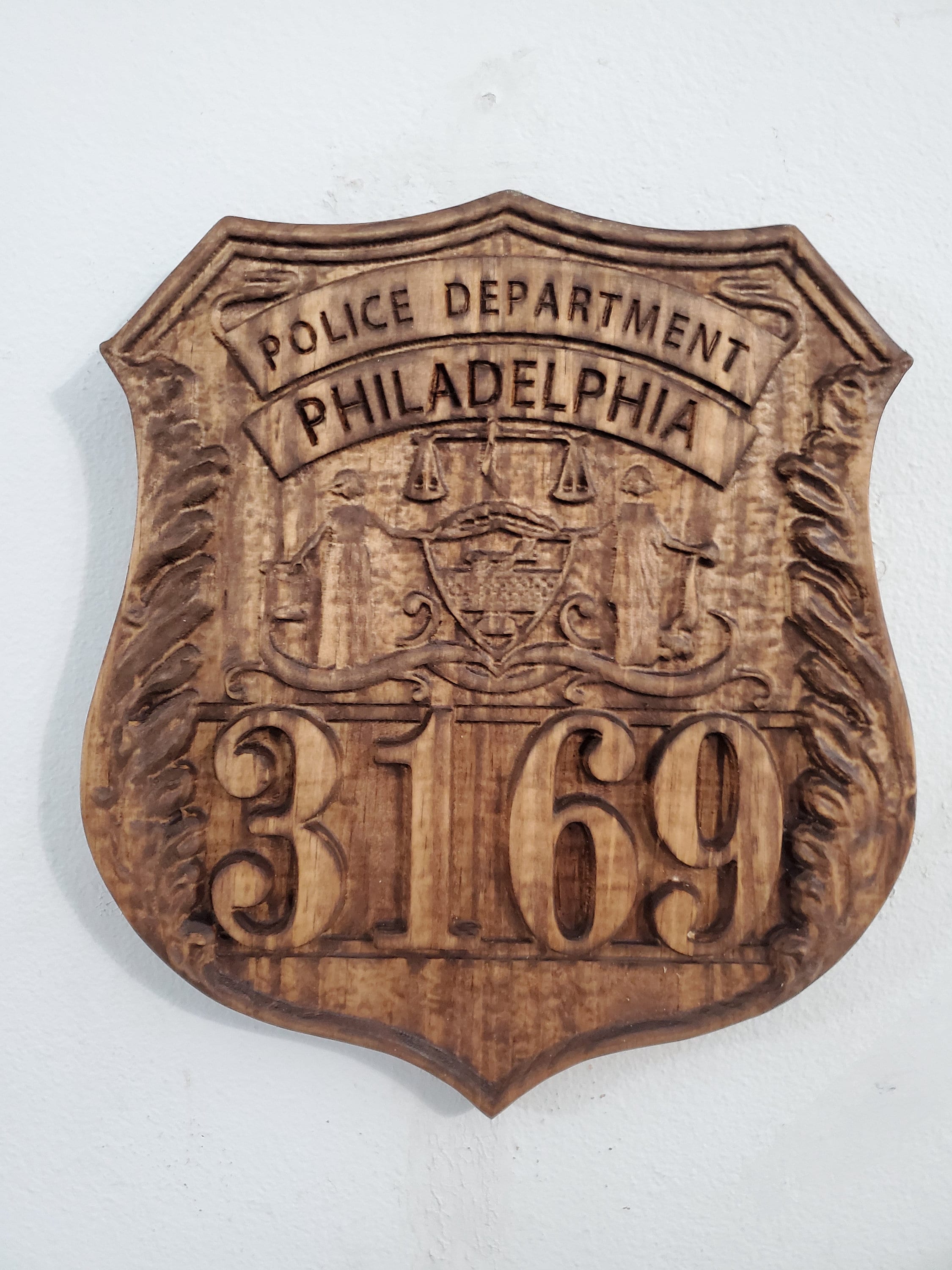 Personalized Philadelphia Police Badge: Carved Wood Sign - Etsy