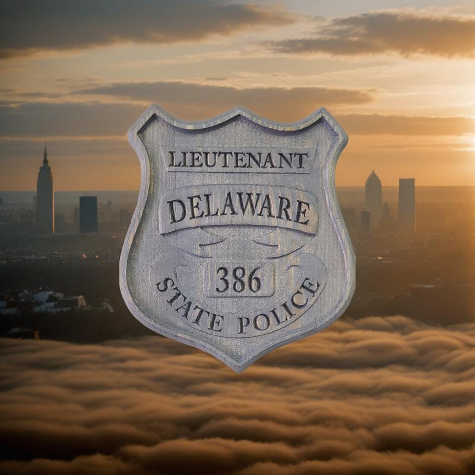 Personalized Delaware State Trooper Wood Sign: 3D Carved Police Badge ...