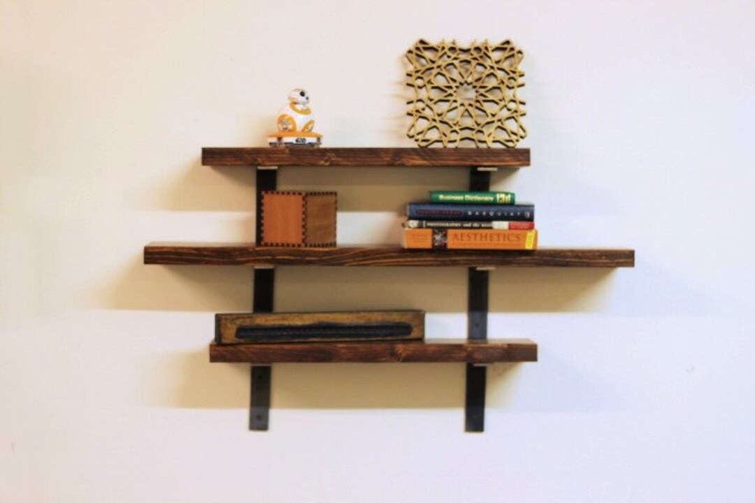 Three Piece Complete Shelf Set 3 Pack of Solid Wood Shelves With ...