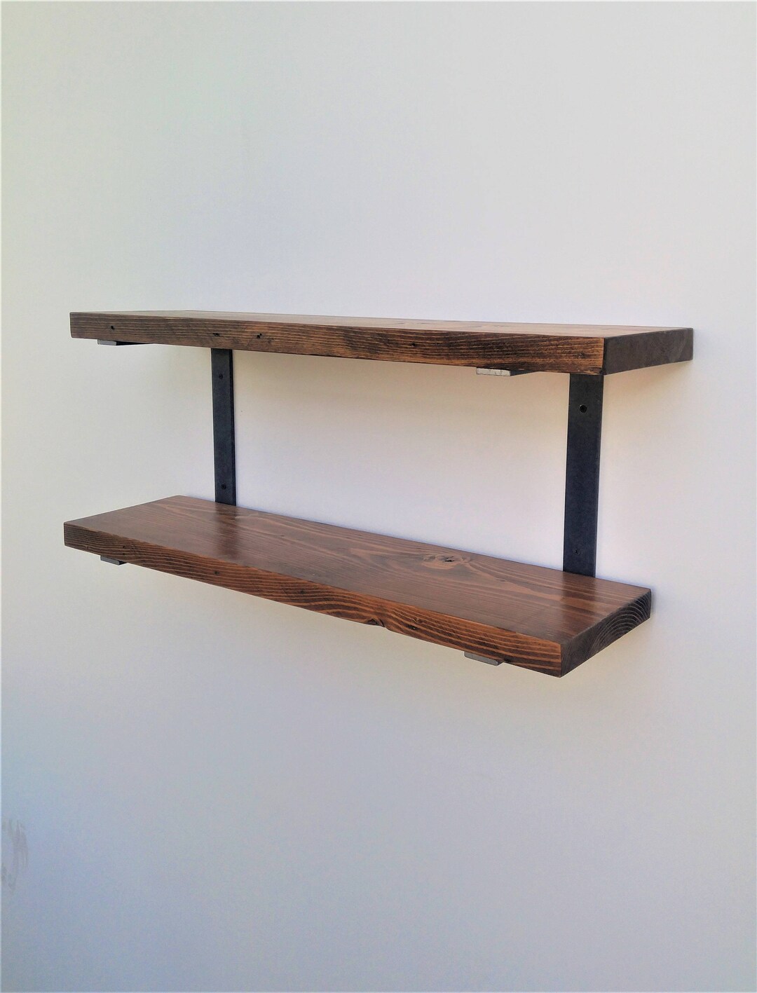 Double Wall Mounted Shelf Bracket Set 2pc Holds Two Shelves Raw C ...