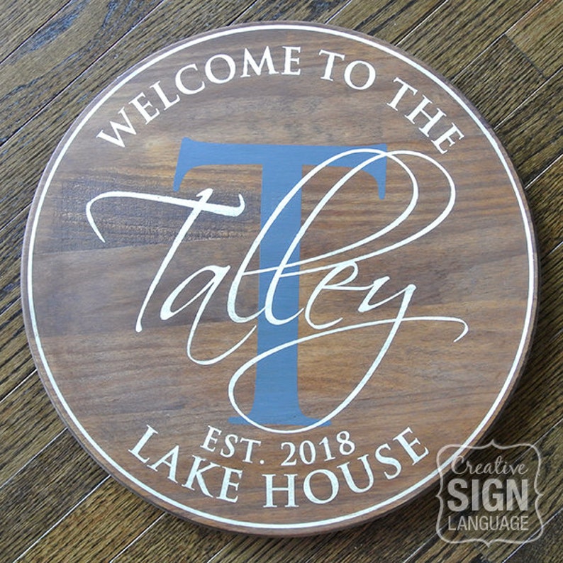 Established Family Name Sign Initial Stained Round Sign - Etsy