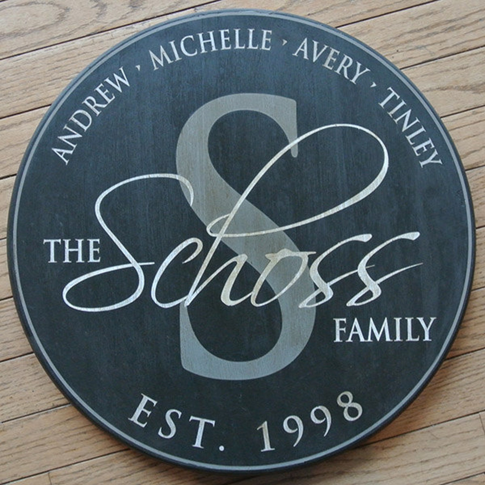 Personalized Established Family Name Sign Monogram Round | Etsy