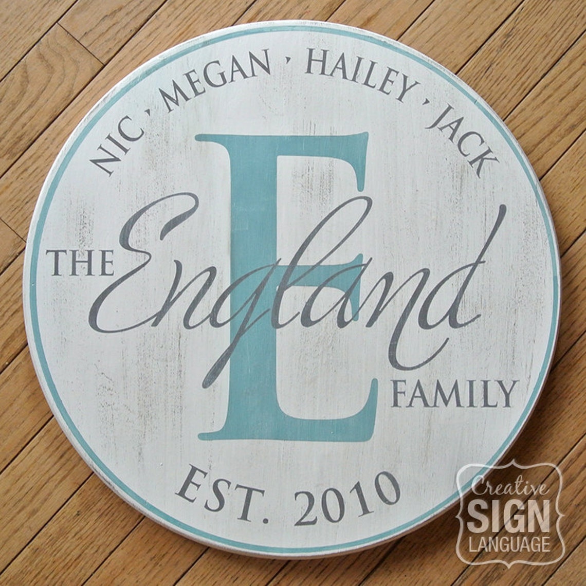 Personalized Established Family Name Sign Monogram Round - Etsy
