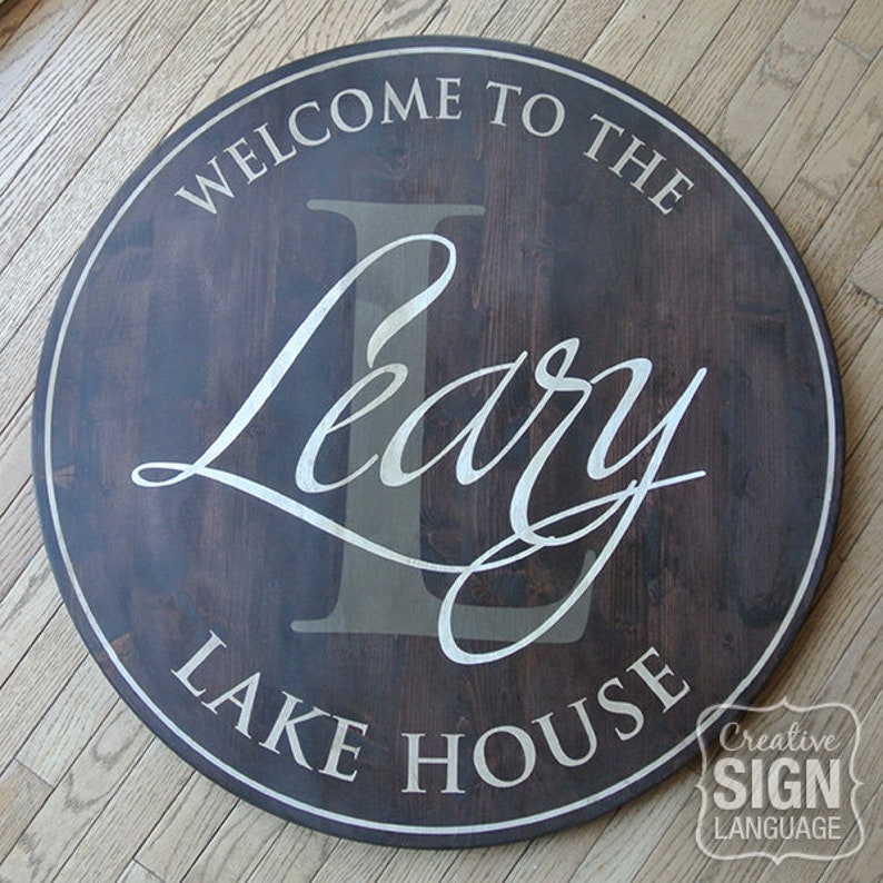 Established Family Name Sign Initial Stained Round Sign - Etsy