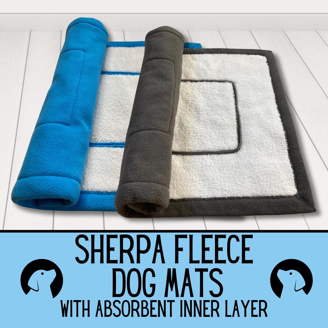 Sherpa Fleece Dog Mat | Absorbent Layer | Dog Crate Mat | Puppy Pee Pad ...