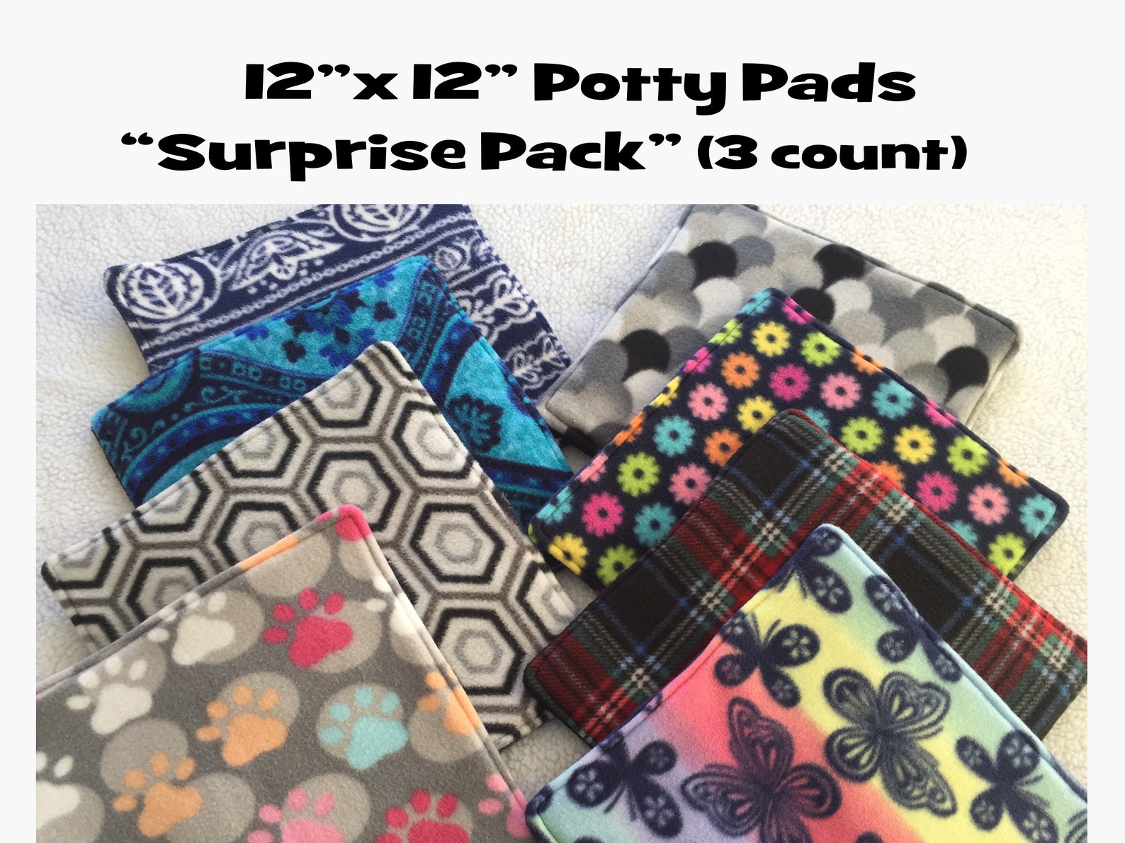 12x12 Potty Pads | Set of 3 "surprise Pack" | Guinea Pig Pee Pads ...