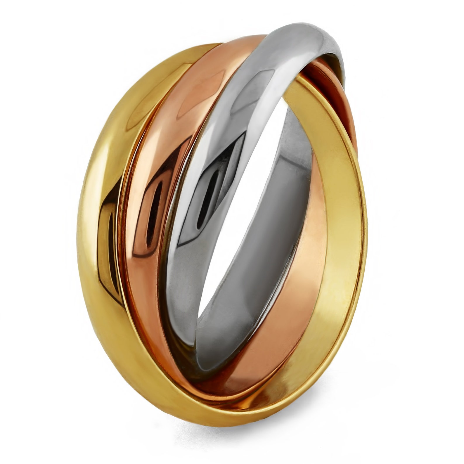 14K Solid Gold Tricolor Rolling Ring 3B3C - Etsy