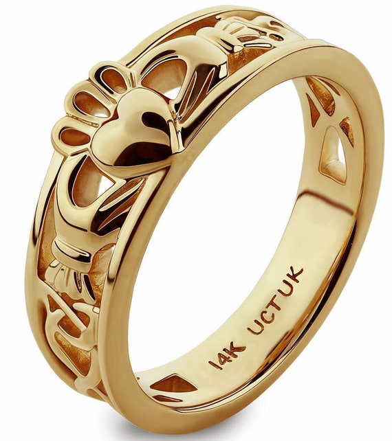 14K Yellow Gold Claddagh Ring 6157Y - Etsy