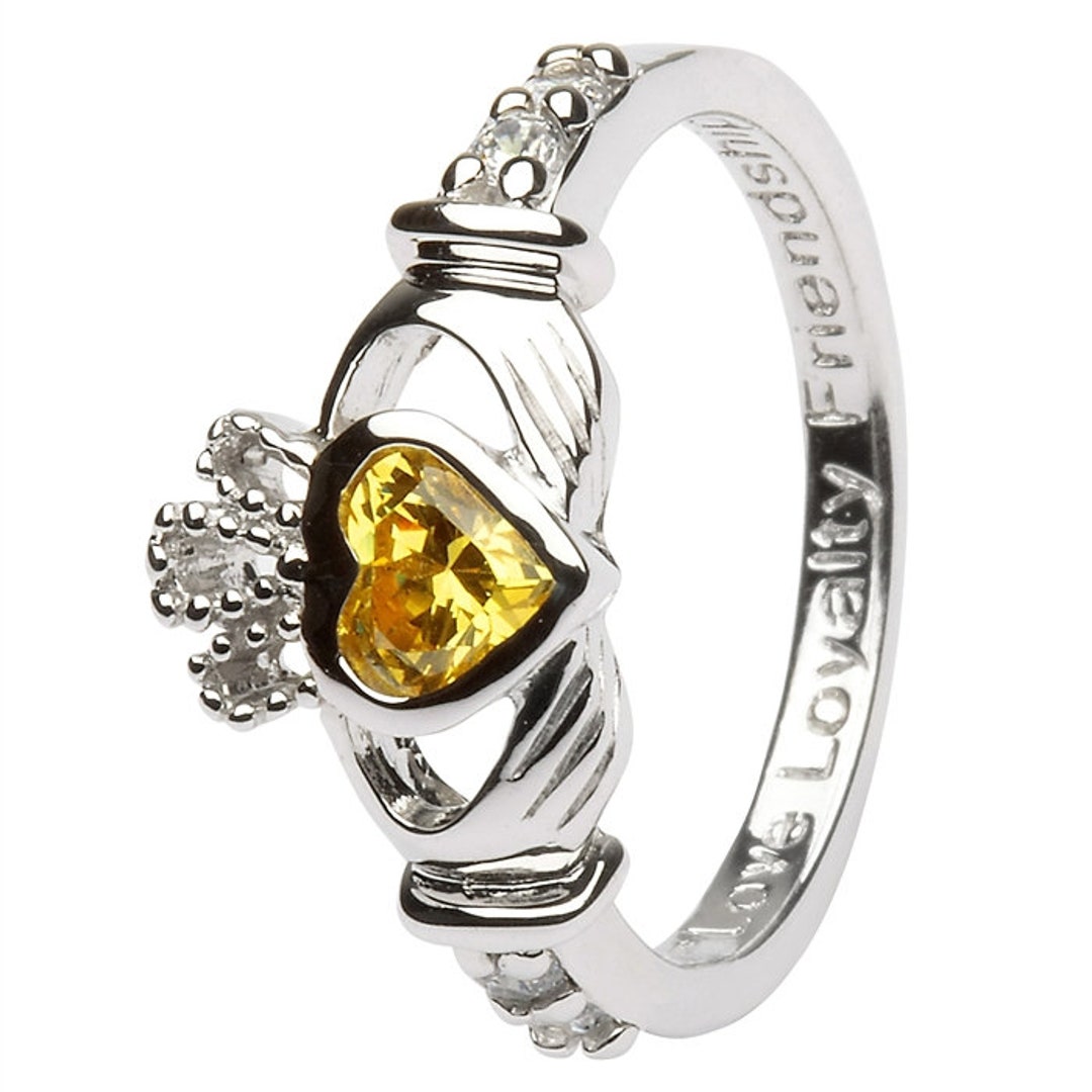 November Birthstone Silver Claddagh Ring LS-SL90-11. Made in IRELAND ...