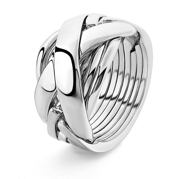 Men's 7 Band STERLING SILVER Puzzle Ring 72SM | Etsy