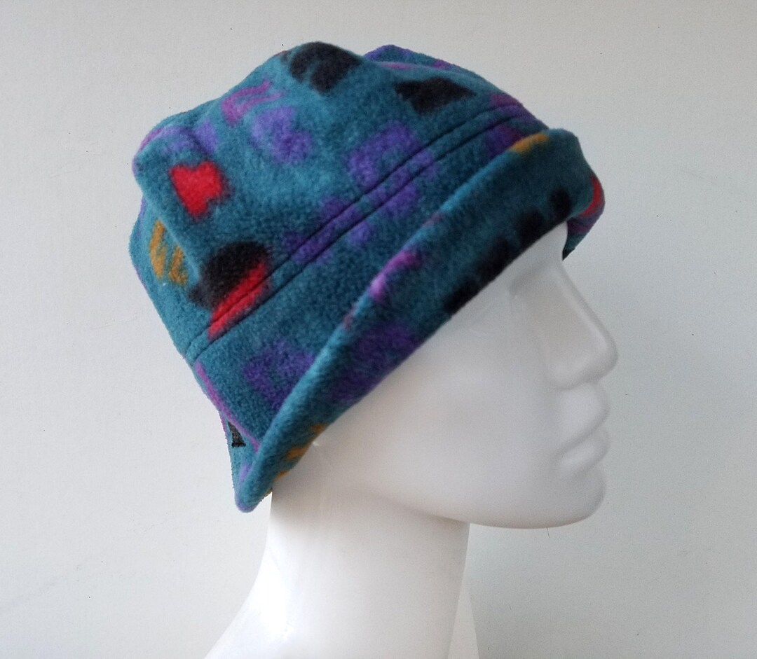 Vintage VERBIER Swiss Polar Fleece Colorful Abstract Beanie Hat ...