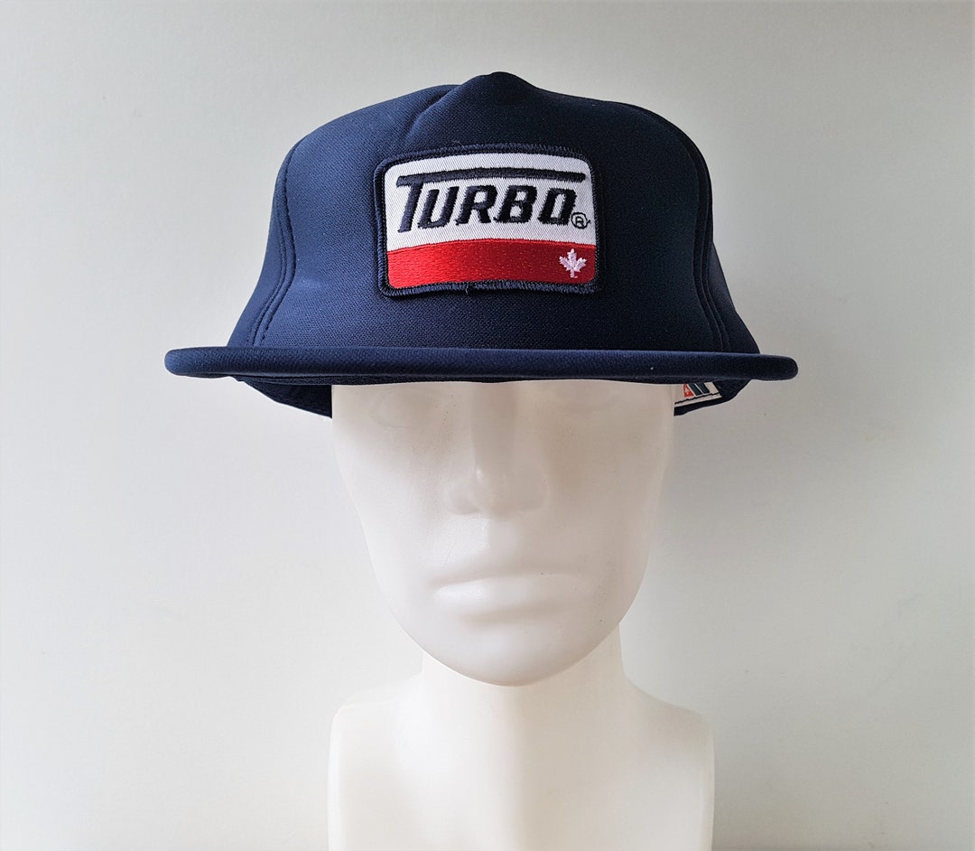 Vintage 80s TURBO Gas Station Canada Trucker Hat Navy Polyester Foam ...