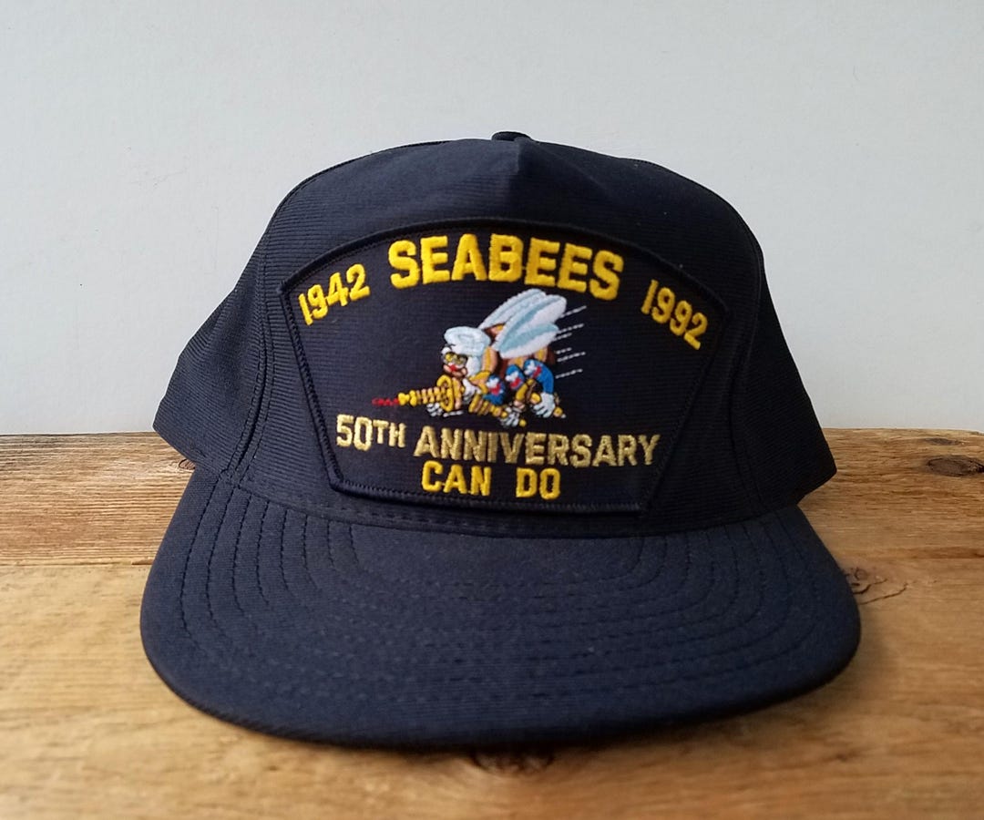 Vintage 1992 SEABEES 50th Anniversary US Navy Snapback Hat - Eagle ...