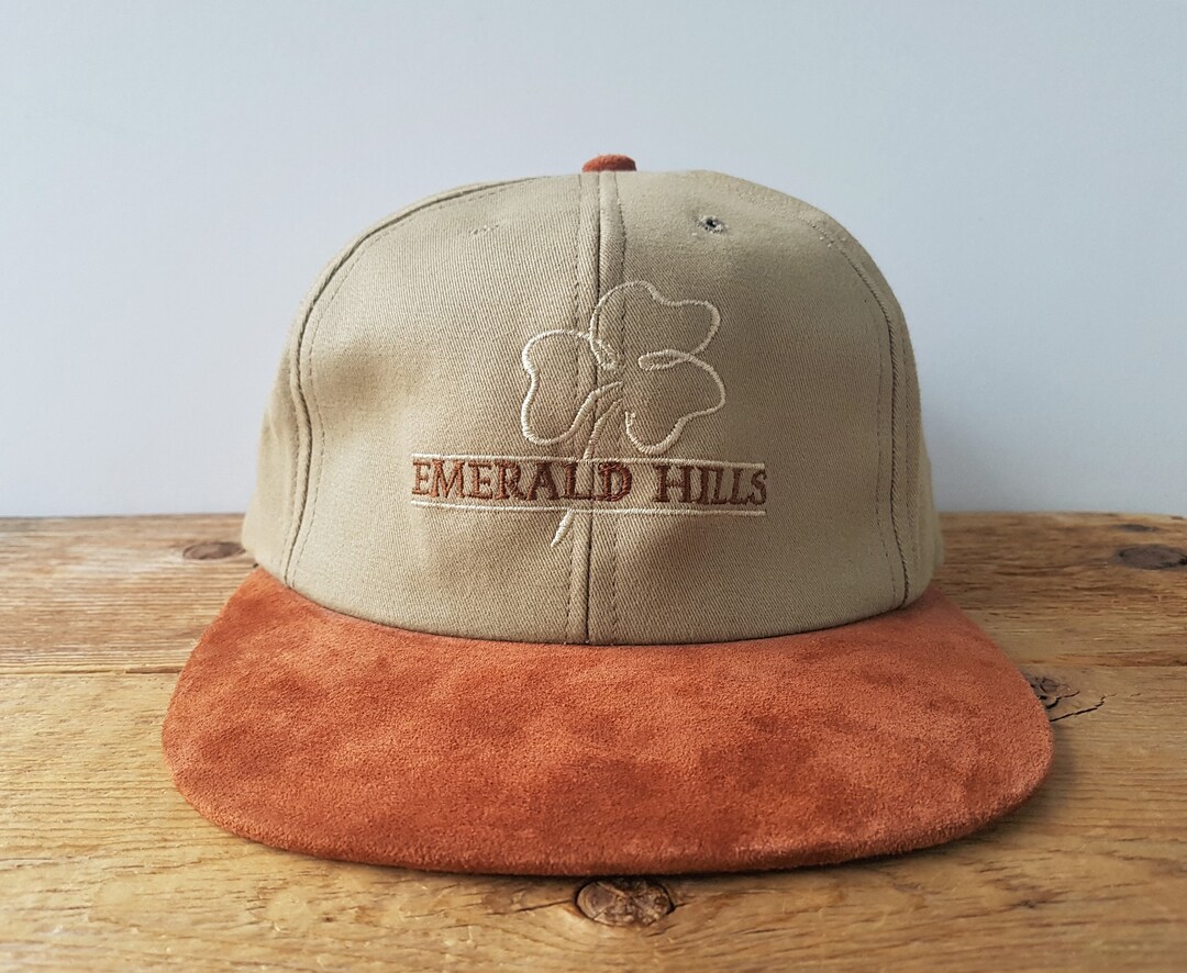 Vintage 90s EMERALD HILLS GOLF Club Strapback Hat Suede Bill Greater ...