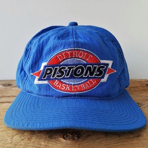 Vintage 80s 90s DETROIT PISTONS Nylon STARTER Snapback Hat Official ...