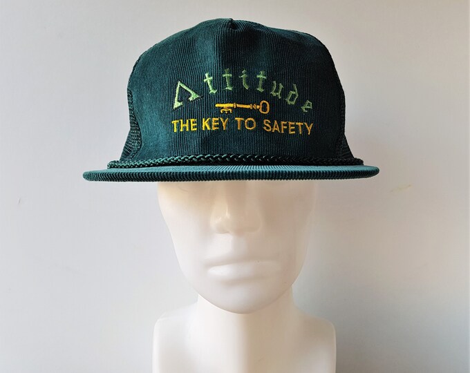 ATTITUDE the Key to Safety - Vintage WEYERHAEUSER Trucker Hat - Green ...