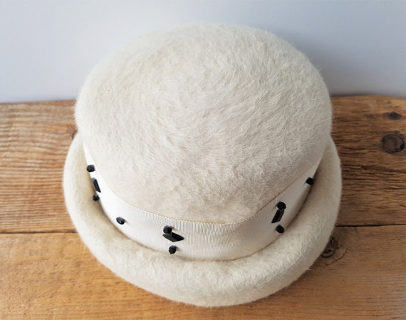 Vintage 1960s Italian TOSCANO Ermine Fur Felt Hat Cre… - Gem