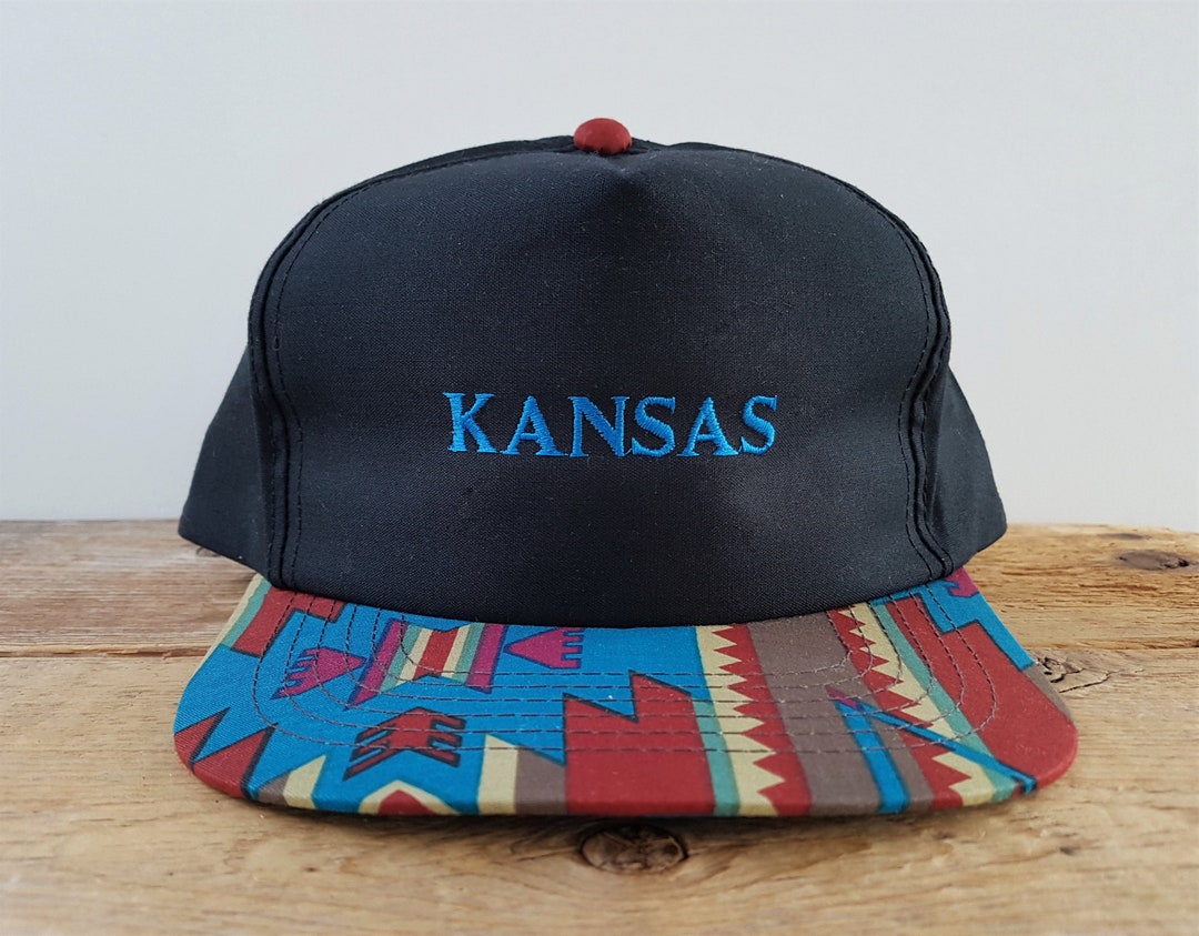 Vintage KANSAS Midwestern Aztec Bill Snapback Hat Youngan Baseball Cap ...