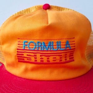Vintage 80s FORMULA SHELL Trucker Hat - K-brand Canada Yellow Mesh ...