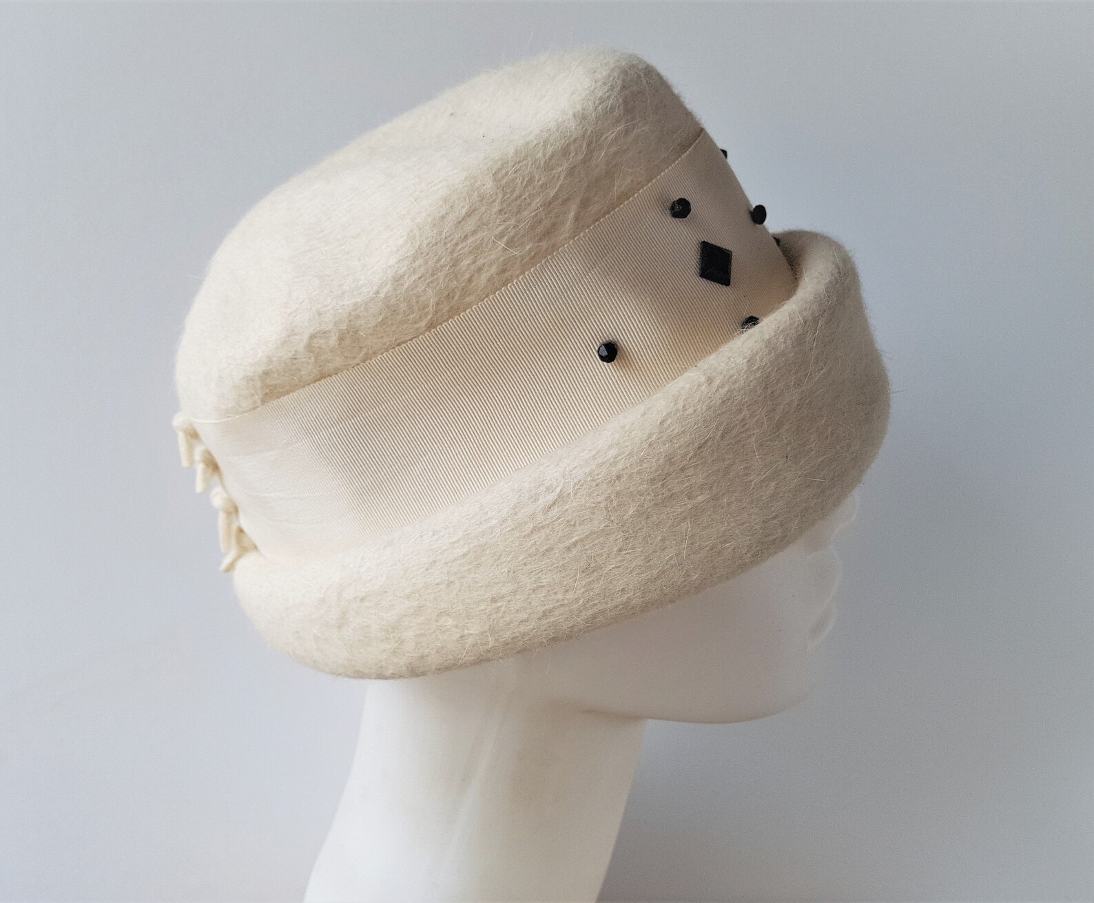 Vintage 1960s Italian TOSCANO Ermine Fur Felt Hat Cream White - Etsy
