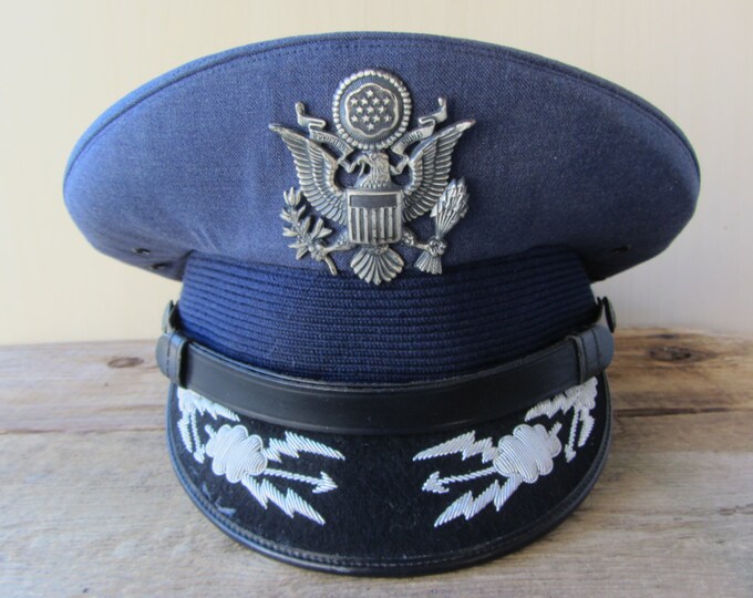 USAF US Air Force Military Field Grade Service Blue Dress Hat Vintage ...