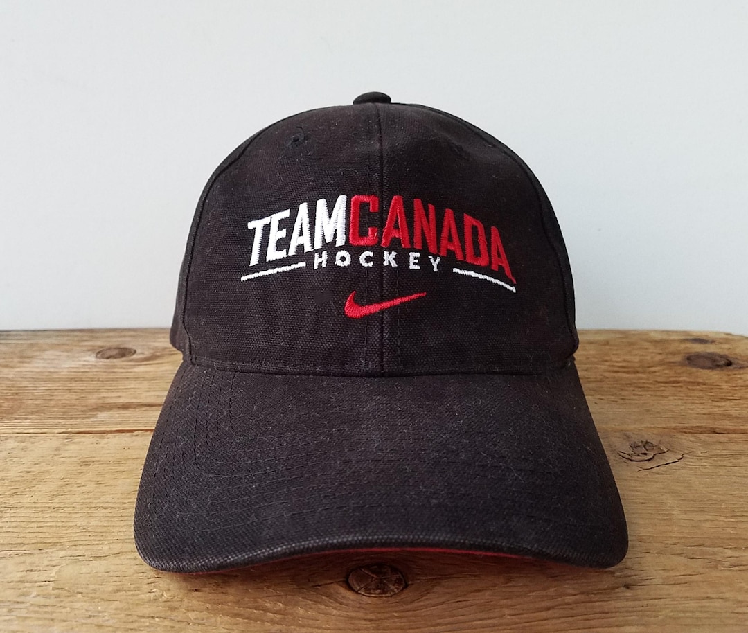 Vintage NIKE TEAM CANADA Hockey Original Swoosh Embroidered Strapback ...