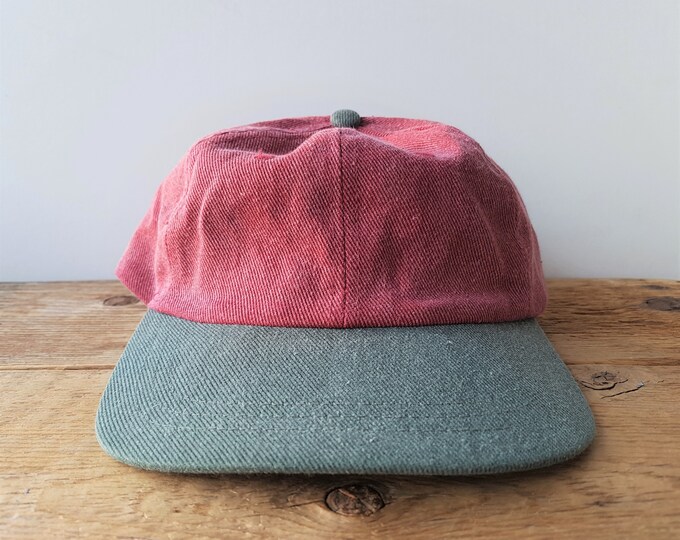 Vintage 90s Blank Dusty Rose & Gray 6 Panel Strapback Hat Cotton ...