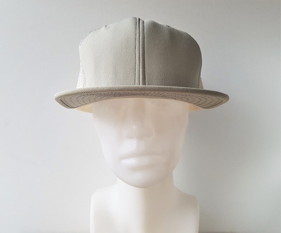 Vintage 70s 80s AJD Light Gray White Mesh Blank Trucker Hat Made in USA ...