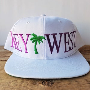 Vintage 90s KEY WEST White Snapback Hat Deadstock FLORIDA Souvenir ...