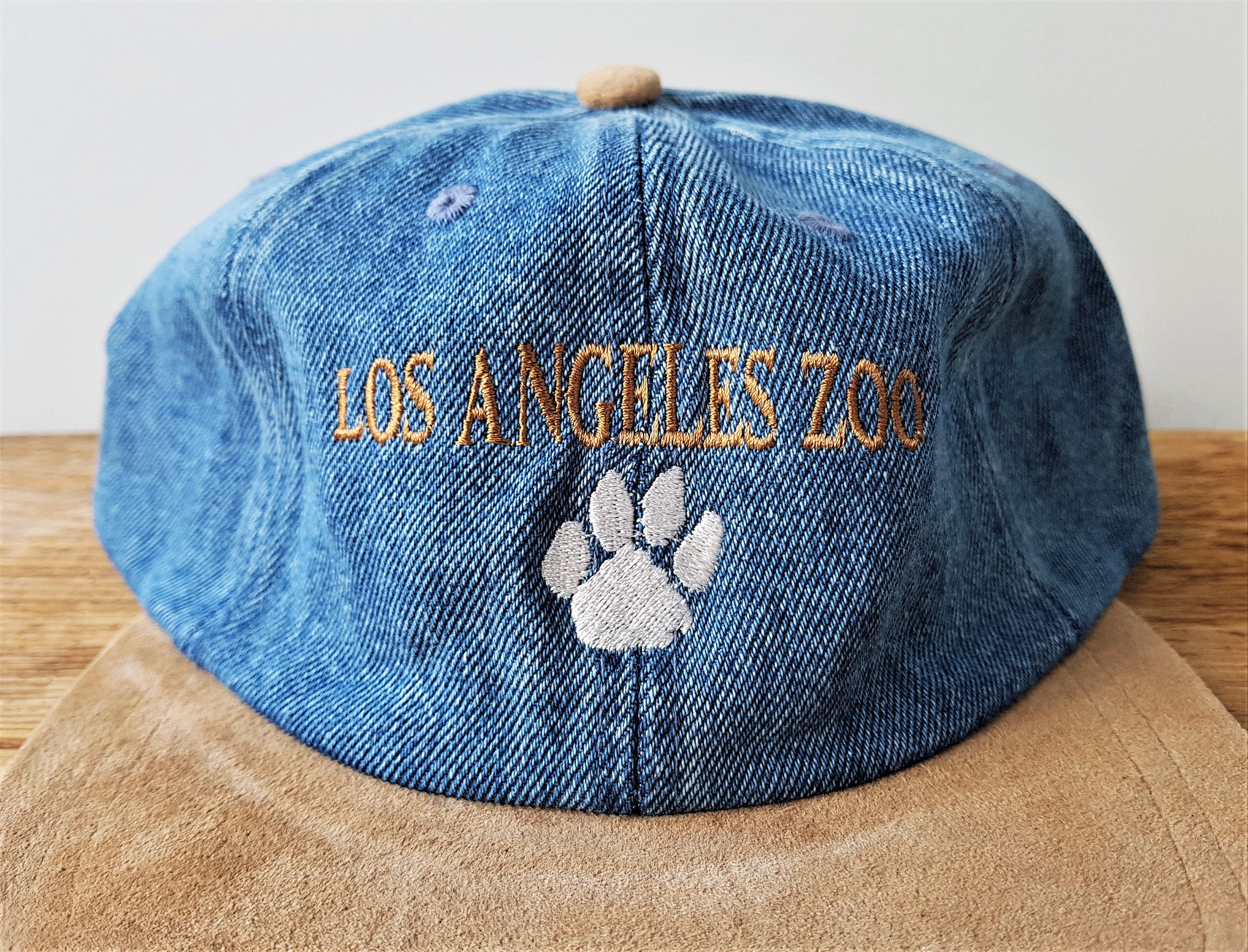 Vintage 90s LOS ANGELES ZOO Denim Suede Strapback Dad Hat - Paw Print ...